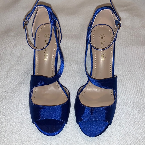 Dream Pairs | Shoes | Dream Paris Satin Royal Blue Open Toe Heels ...